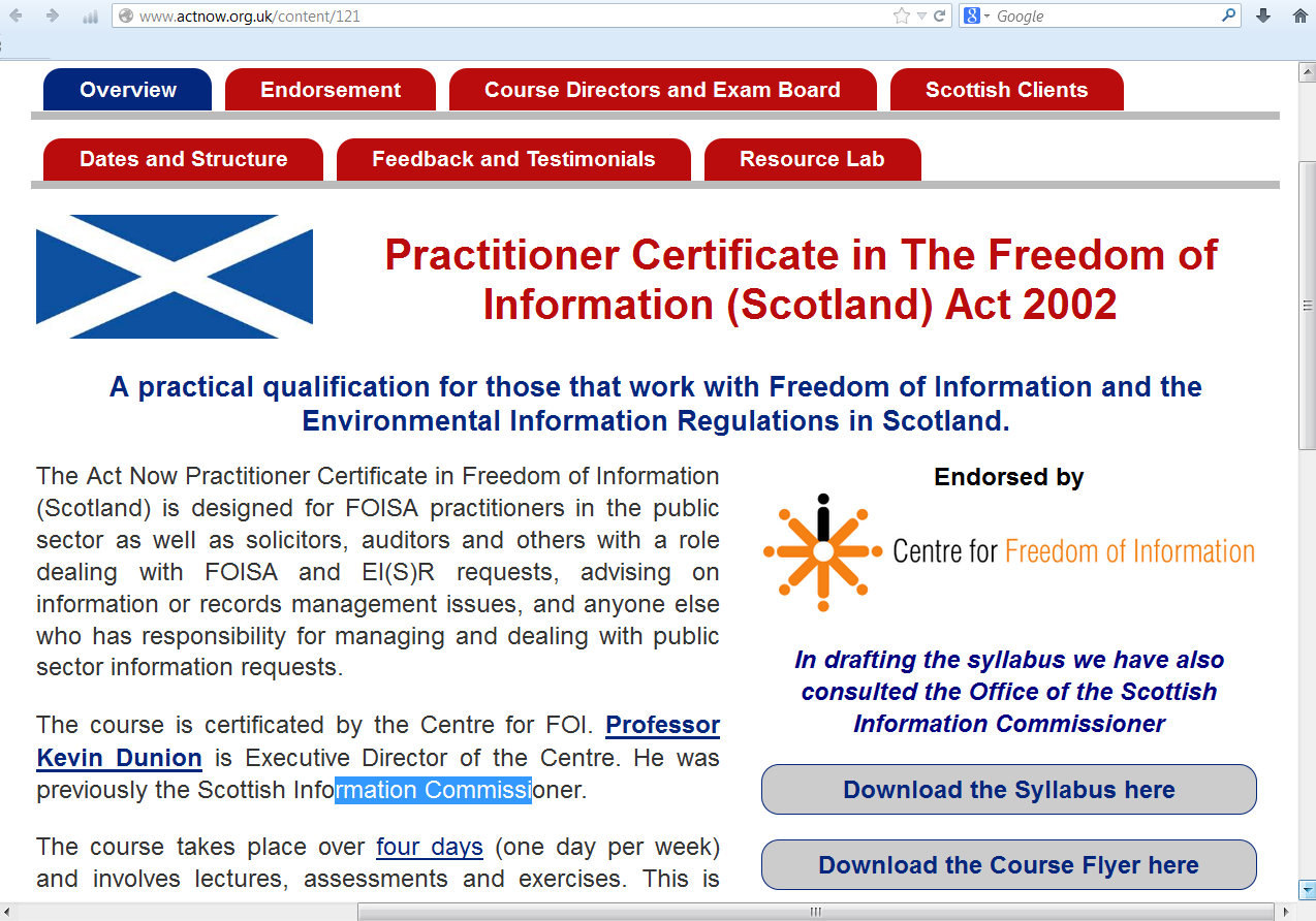 New Certificated FOISA Course: What the Tutor Saw – Your Front Page For ...